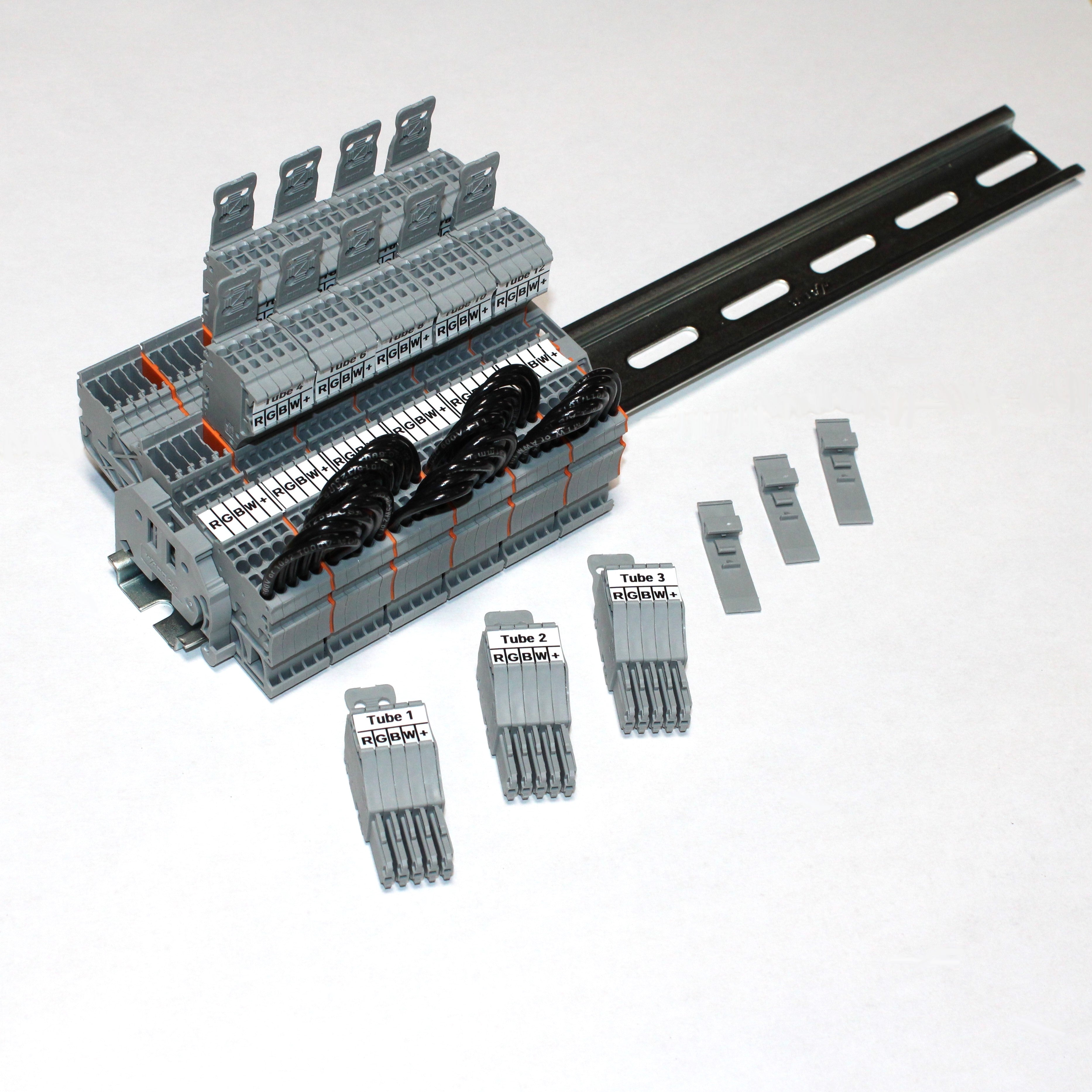 DIN-Rail RGBW Distribution Terminal Block Assembly