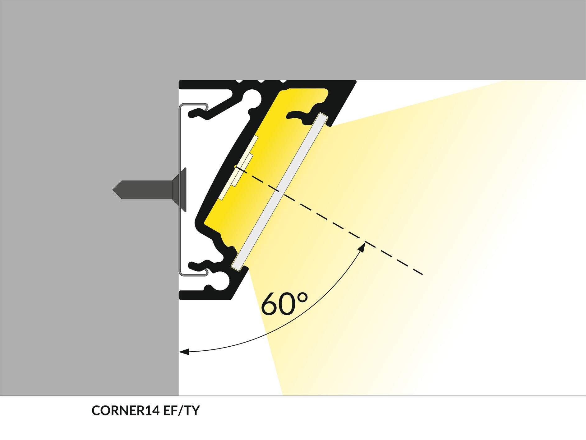 30/60 Degree Corner LED Channel ~ Model Corner14 For Sale
