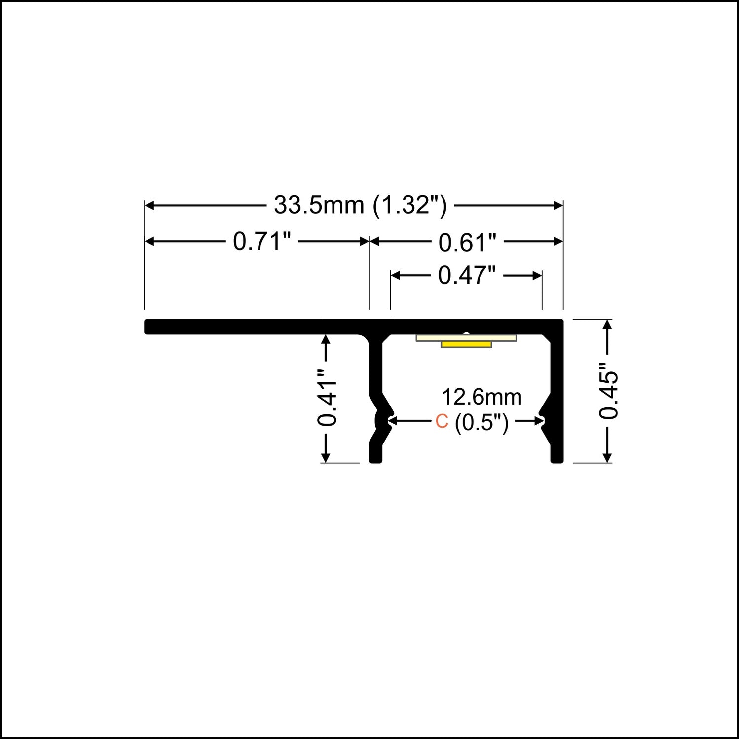Tile Edge LED Strip Light Channel Uni-Tile12 180 Degree For Sale